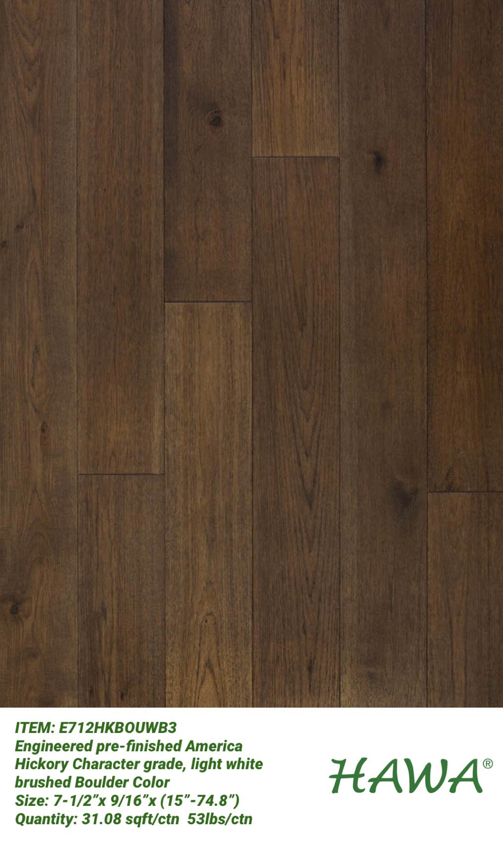 American Hickory Engineered Wire Brushed Flooring